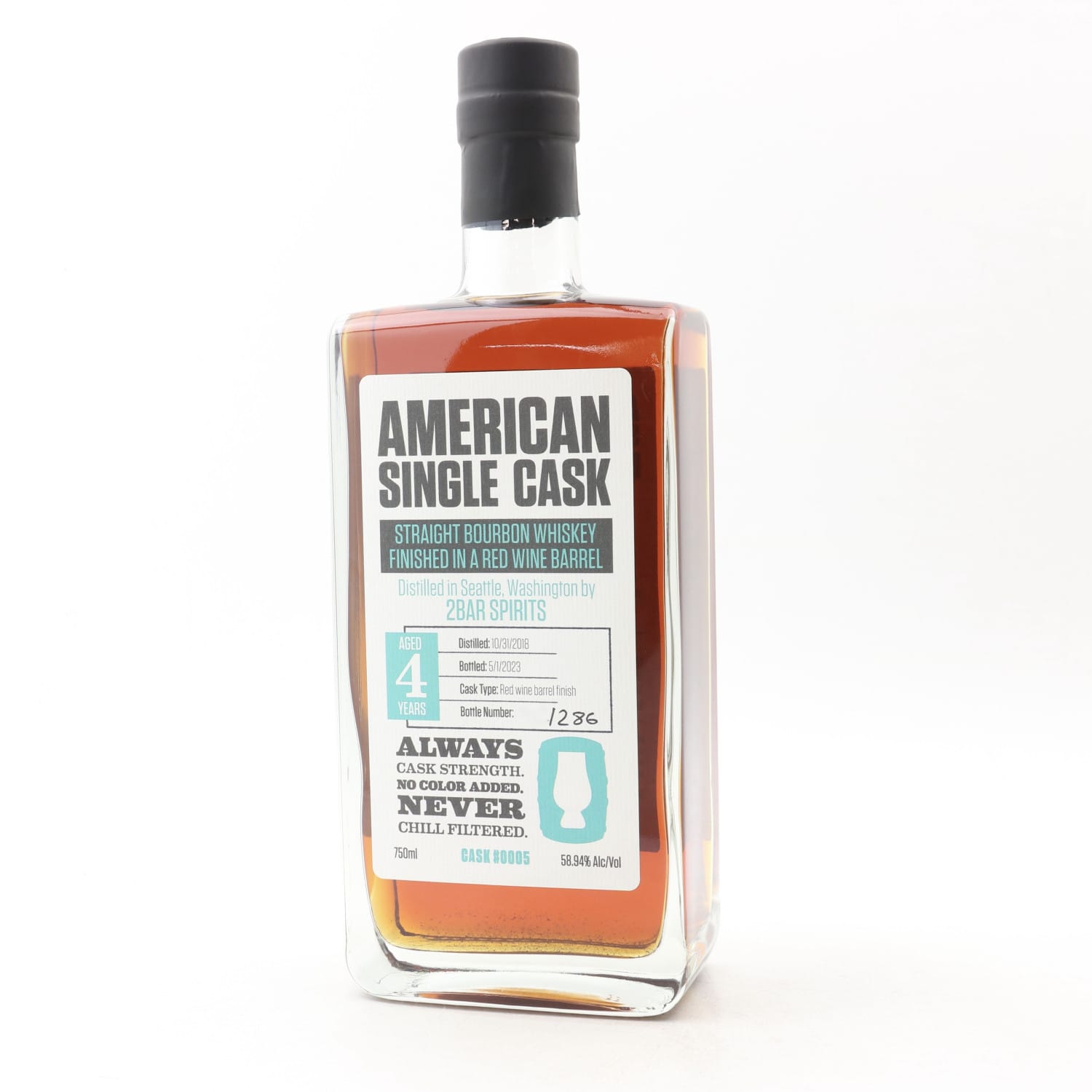 2Bar Spirits 2018 4 Year Old Bourbon Red Wine Barrel American Single ...