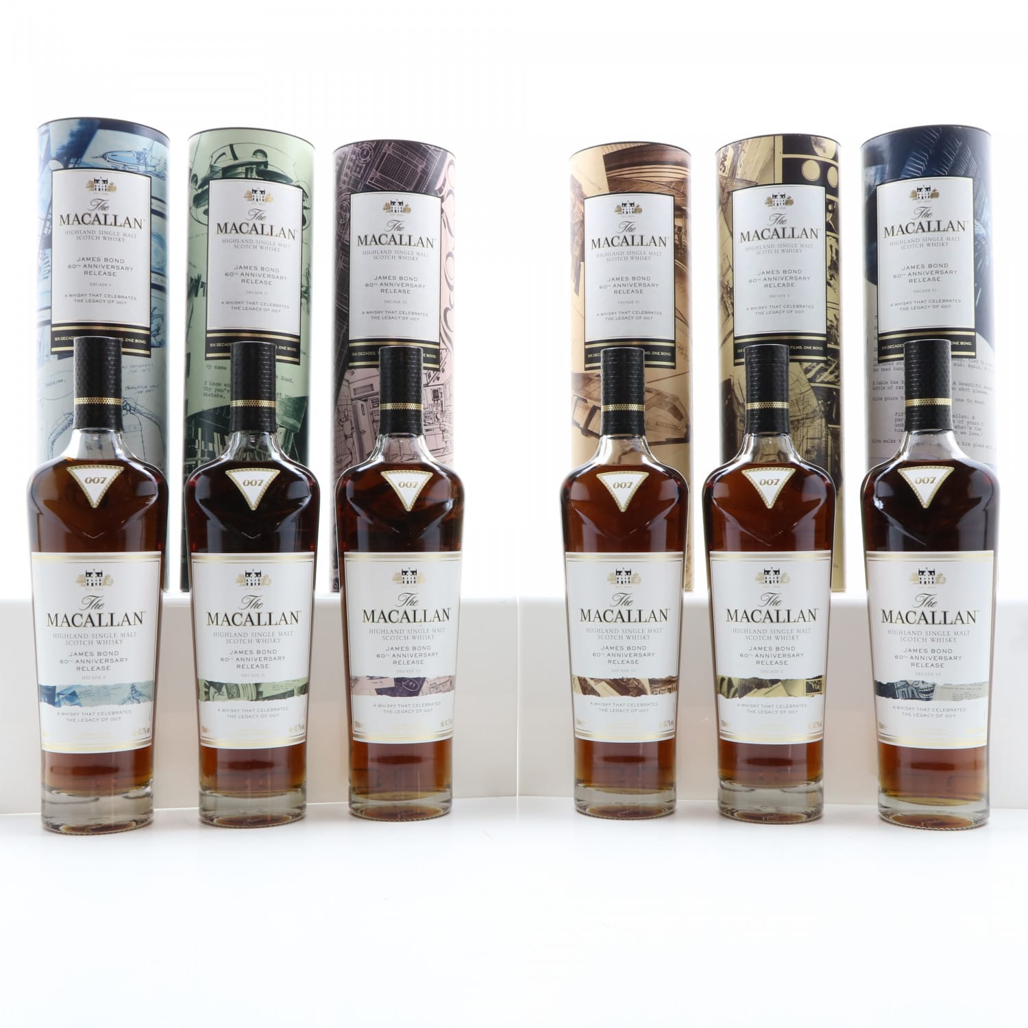 Macallan James Bond 60th Anniversary Release Decades I-VI 6 x 70cl | The 140th Auction | Scotch ...