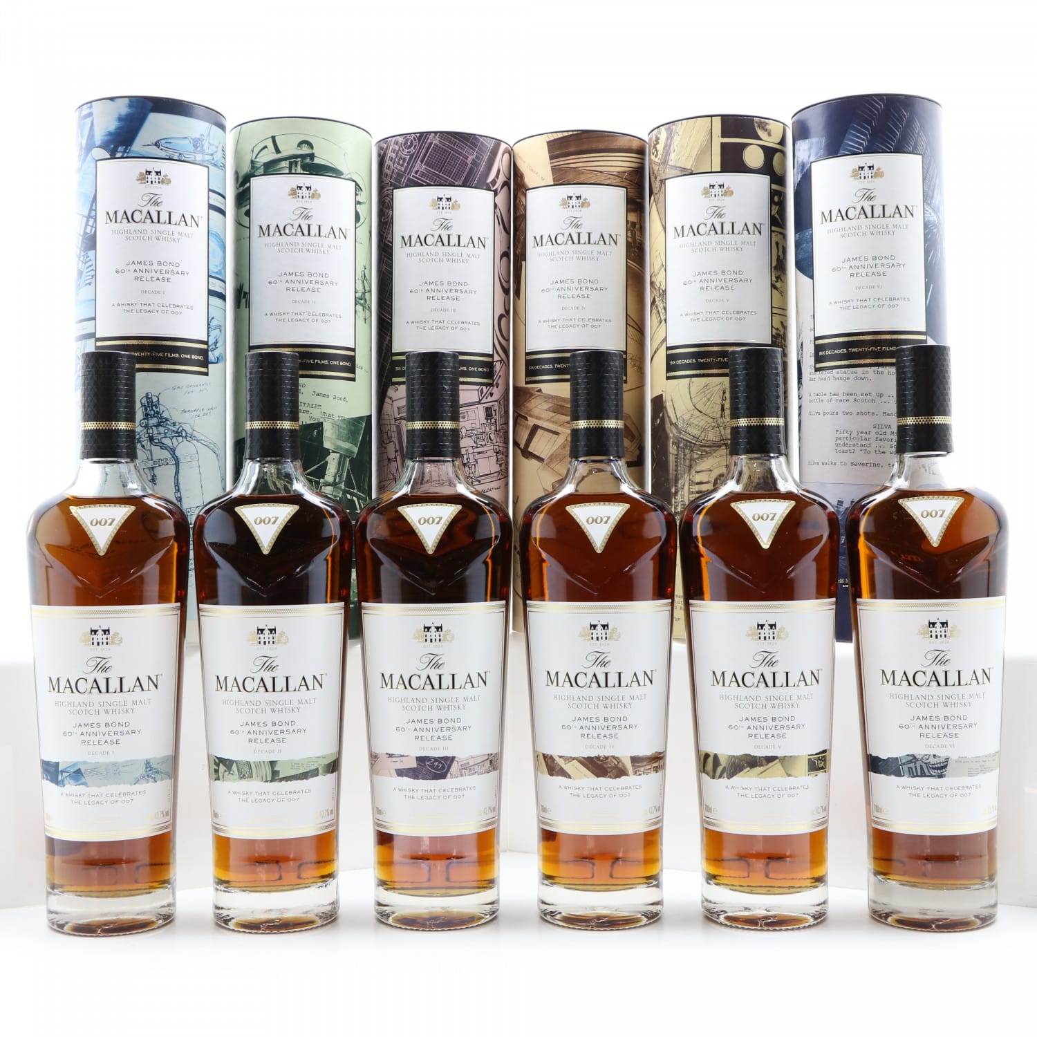 Macallan James Bond 60th Anniversary Release Decades I-VI 6 x 70cl | The 144th Auction | Scotch ...