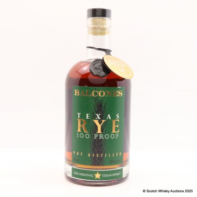Balcones Texas Rye 100° Proof | The 114th Auction | Scotch Whisky Auctions