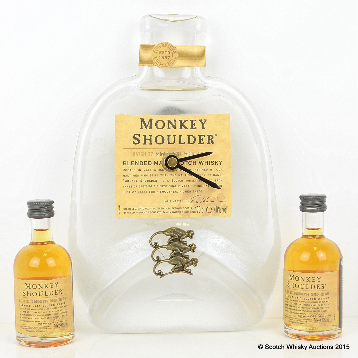 Monkey Shoulder Mini 2 x 5cl & Monkey Shoulder Glass Clock | The 49th ...