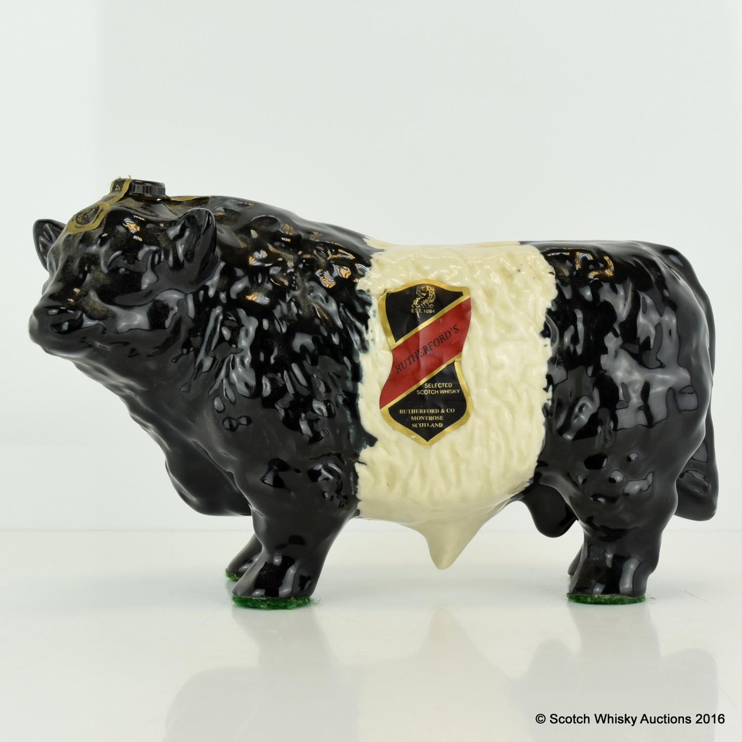 Rutherford's Belted Galloway Bull Decanter | The 58th Auction | Scotch ...
