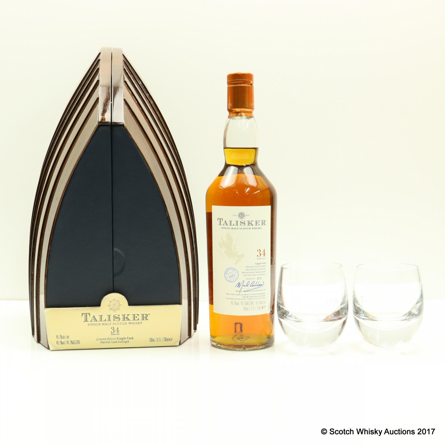 Talisker 34 Year Old Single Cask Boat Cabinet & Crystal Glasses | The ...