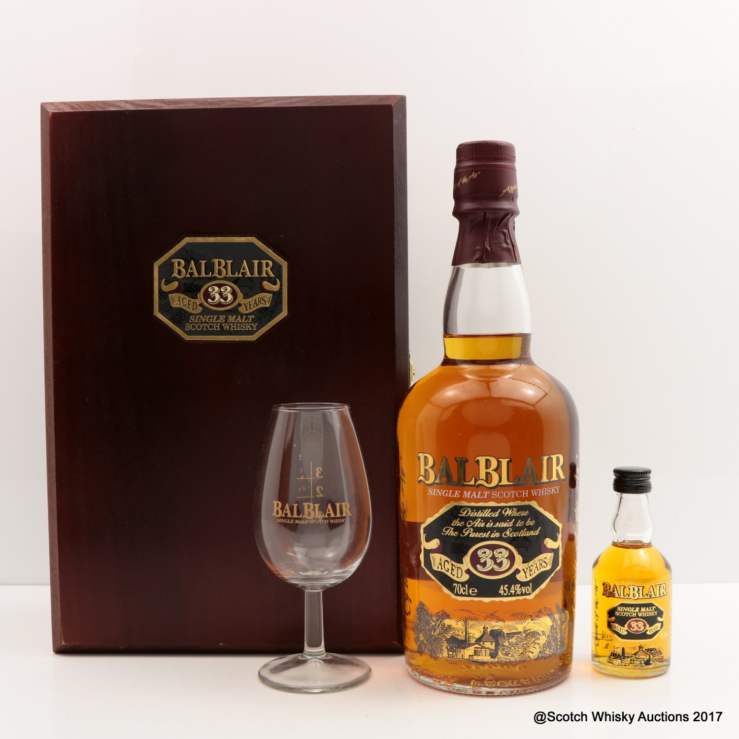 BALBLAIR 33 YEAR OLD WITH GLASS & MINI SET | The 75th Auction | Scotch ...