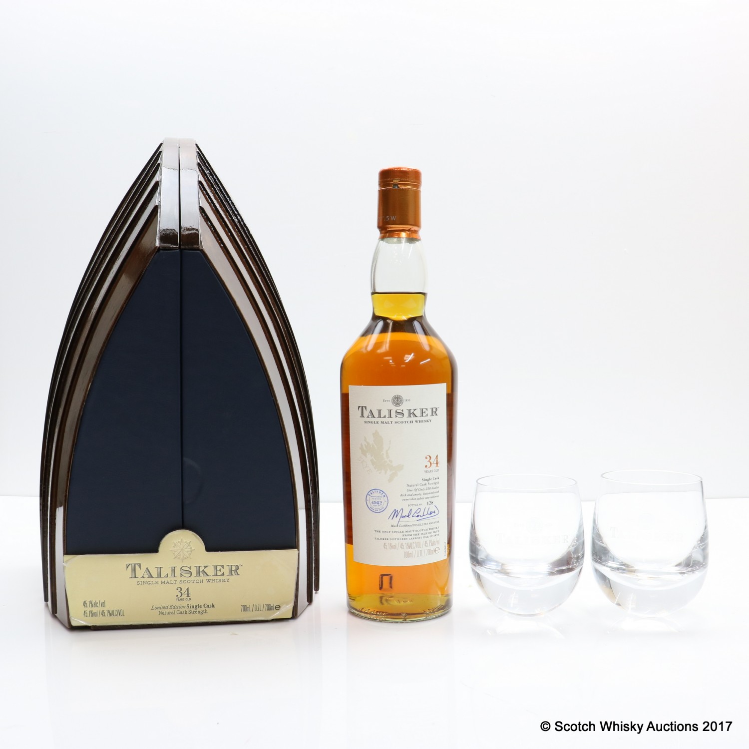 Talisker 34 Year Old Single Cask Boat Cabinet & Crystal Glasses | The ...