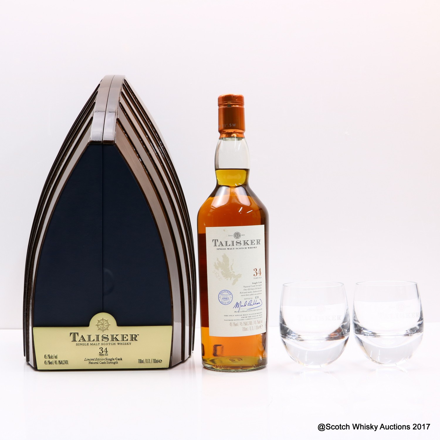 Talisker 34 Year Old Single Cask Boat Cabinet & Crystal Glasses | The ...