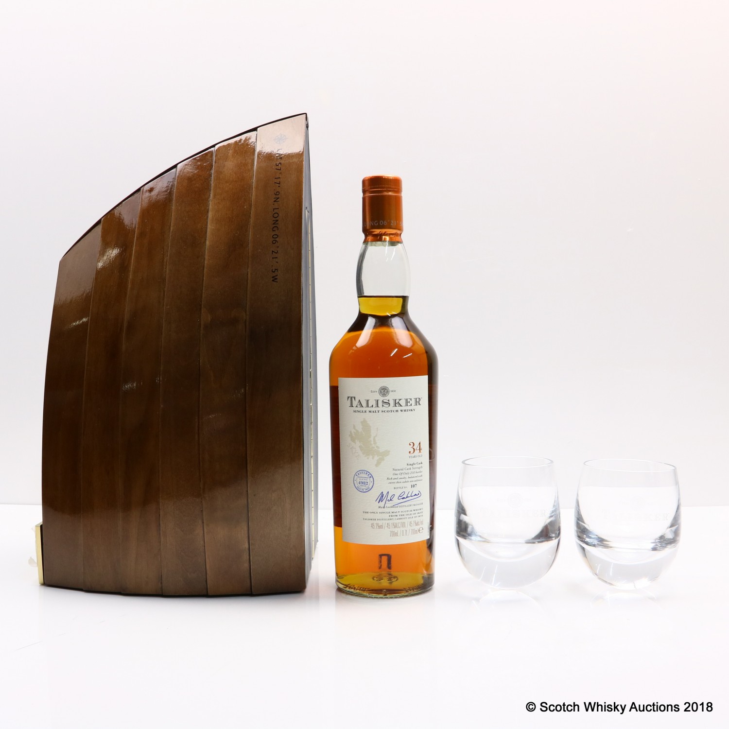 Talisker 34 Year Old Single Cask Boat Cabinet & Crystal Glasses | The ...